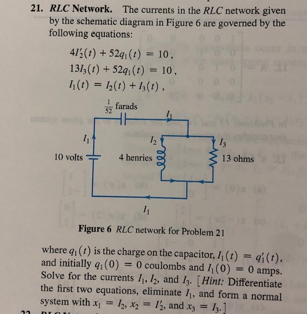 Solved 21. RLC Network. The currents in the RLC network | Chegg.com