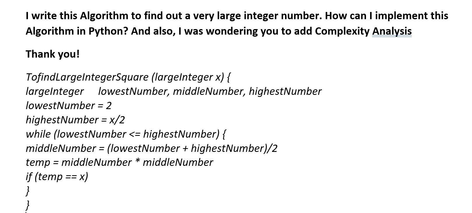 Solved //info: Based on the above algorithm I need to "find | Chegg.com