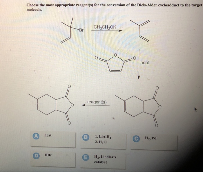 Solved Choose the most appropriate reagent(s) for the | Chegg.com