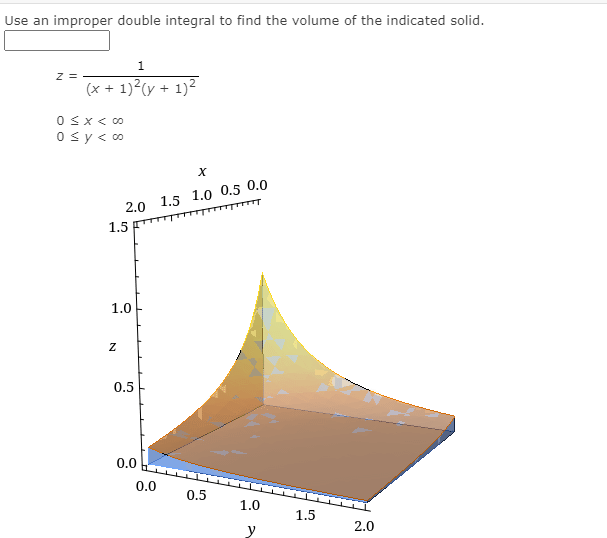 Solved Use an improper double integral to find the volume of | Chegg.com