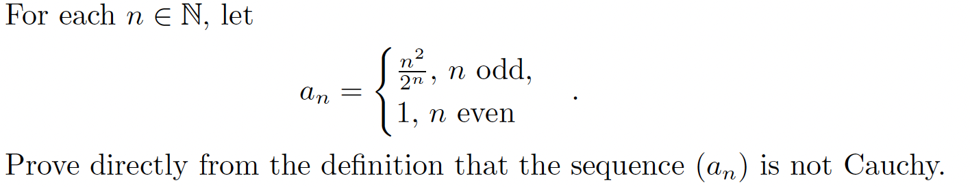 Solved For each n∈N, let an={2nn2,n odd, 1,n even . Prove | Chegg.com