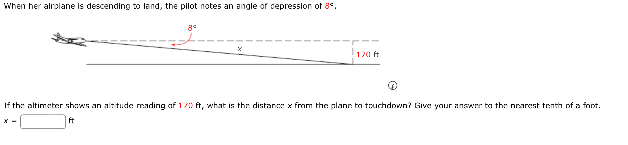 Solved If the altimeter shows an altitude reading of 170ft, | Chegg.com