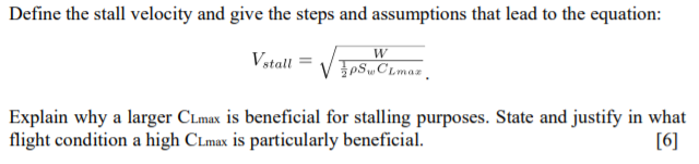 Solved Define the stall velocity and give the steps and | Chegg.com