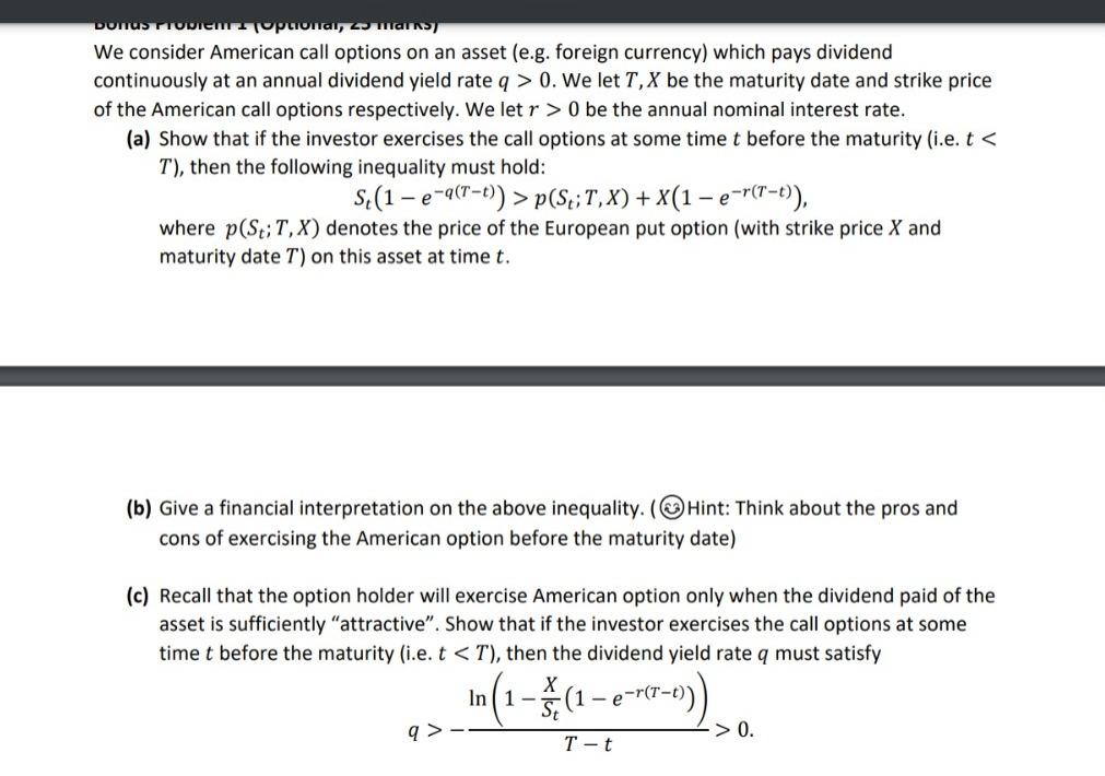 Bonus Problem 1 (Optional, 25 marks) We consider | Chegg.com