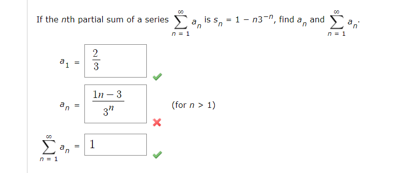 Solved If the nth partial sum of a series ∑n=1∞an is | Chegg.com