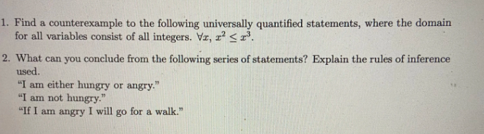 Solved 1. Find a counterexample to the following universally | Chegg.com