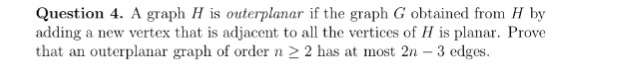 Solved A graph H is outerplanar if the graph G obtained from | Chegg.com
