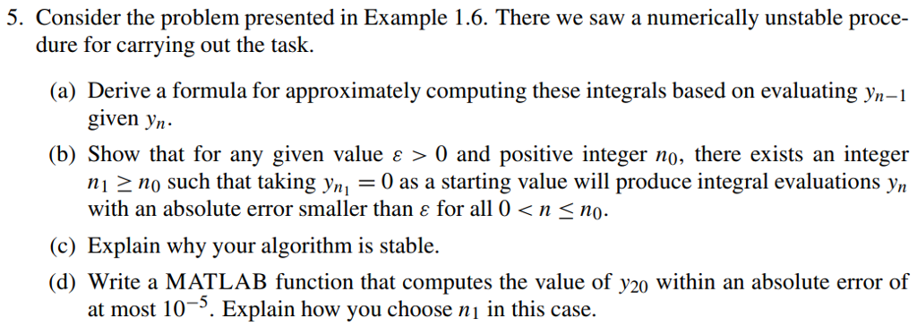Solved 5. Consider the problem presented in Example 1.6. | Chegg.com