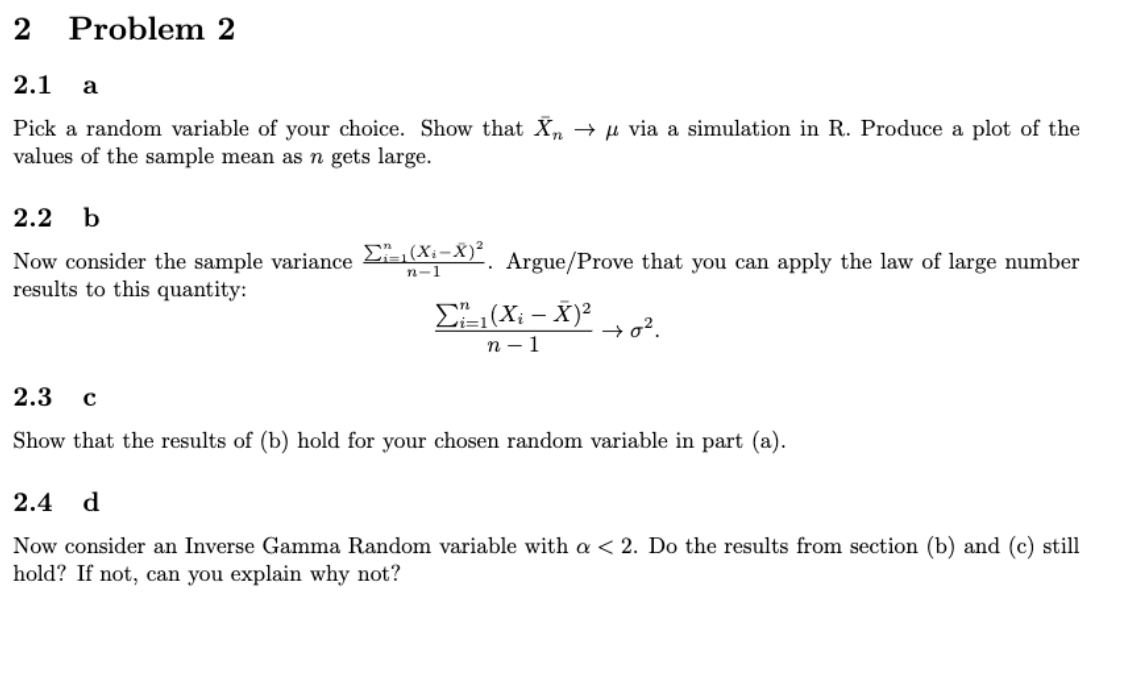 Solved 2 Problem 2 21 A Pick A Random Variable Of Your 5675