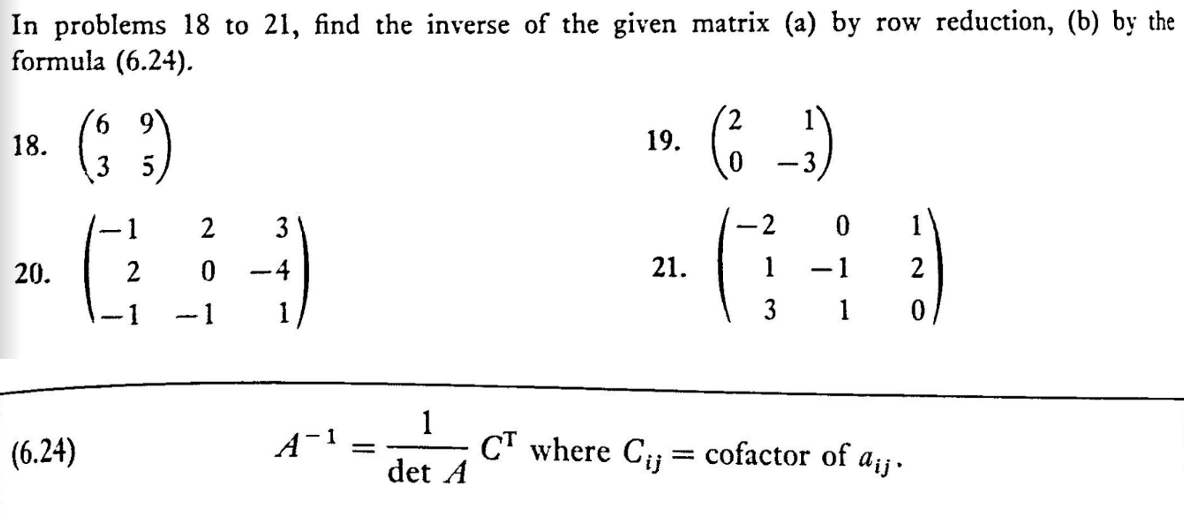 Solved In problems 18 to 21 , find the inverse of the given | Chegg.com