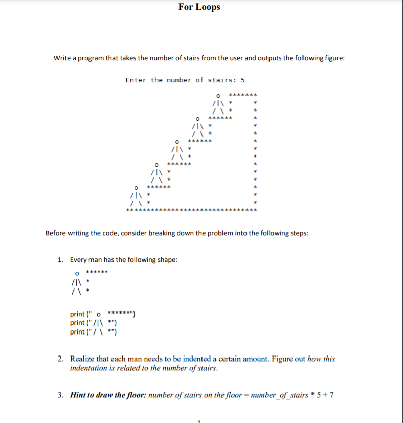 Solved For Loops Write a program that takes the number of | Chegg.com