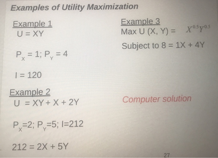 Solved Examples of Utility Maximization Example 3 Max U (X, | Chegg.com