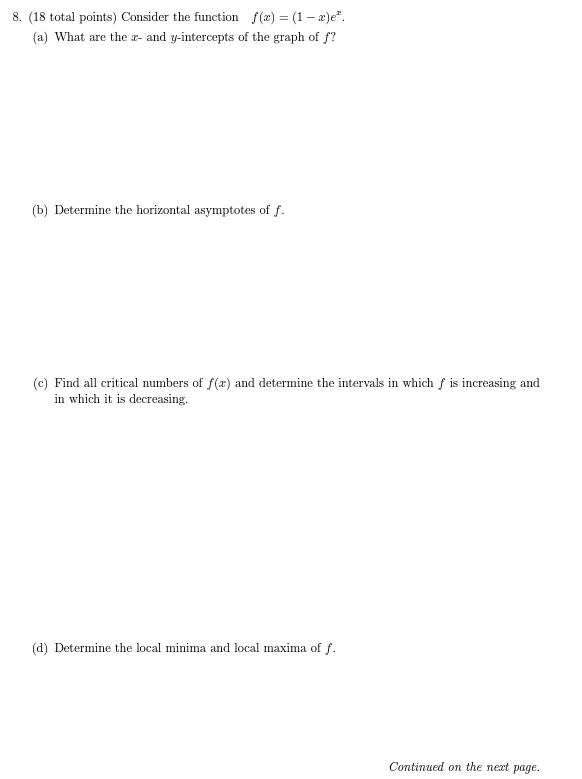 Solved 8. (18 total points) Consider the function | Chegg.com
