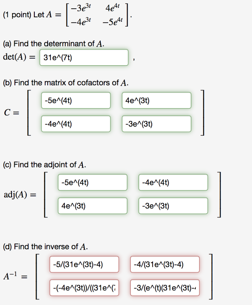 Solved -3e3r 4e4t (1 point) Let -4e3 -5e4 (a) Find the | Chegg.com