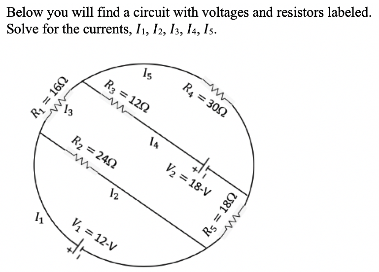 Solved Below you will find a circuit with voltages and | Chegg.com