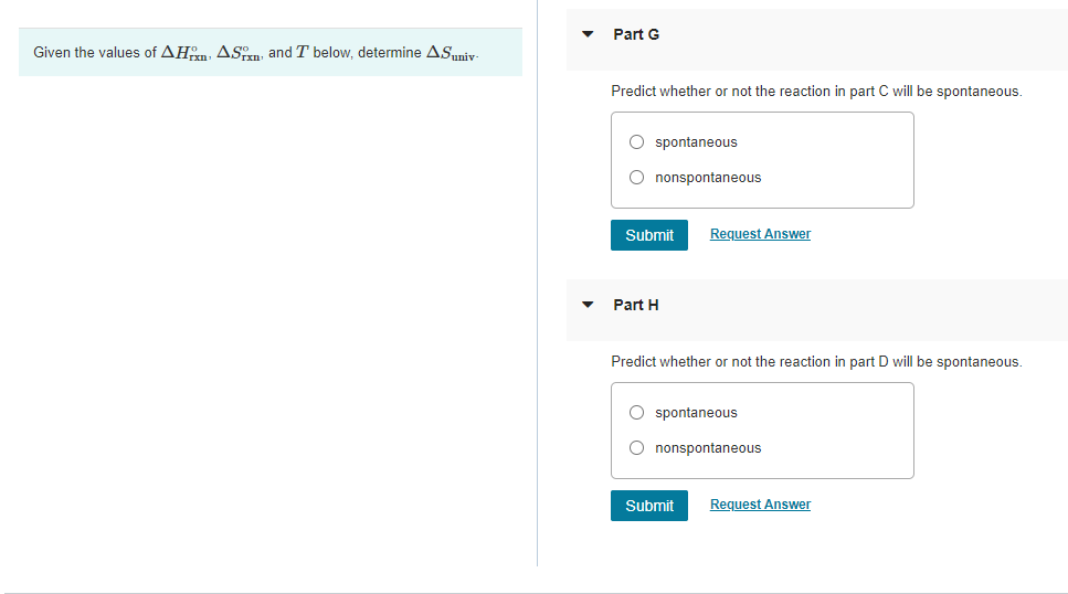 Solved Given the values of AH, ASxm, and T below, determine | Chegg.com