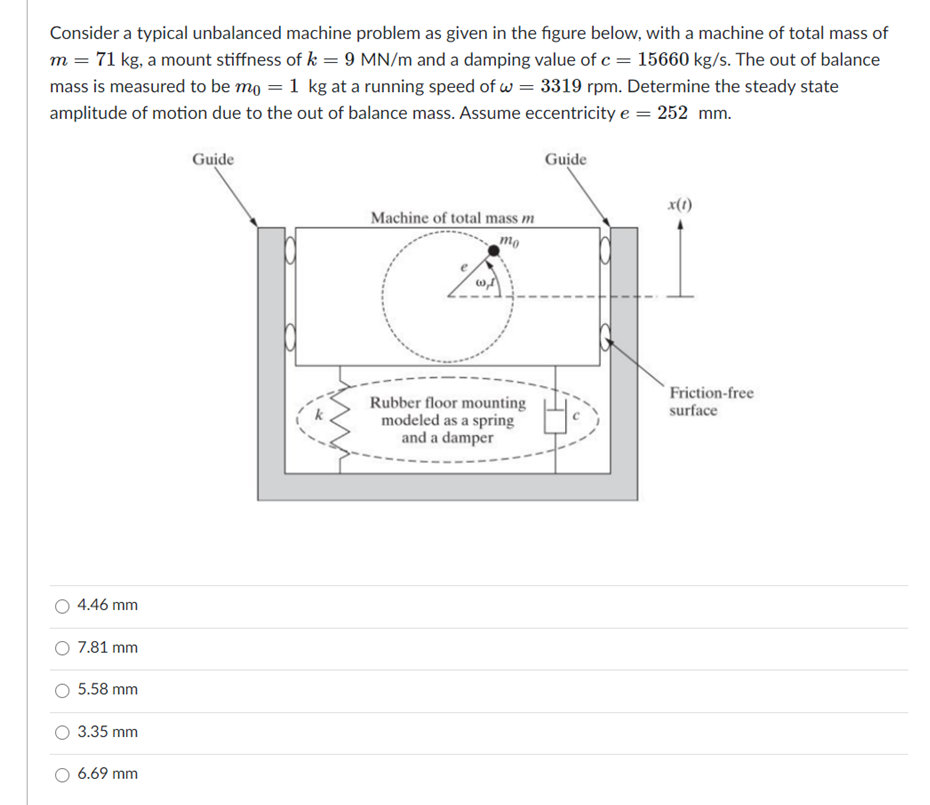 Solved Consider a typical unbalanced machine problem as | Chegg.com