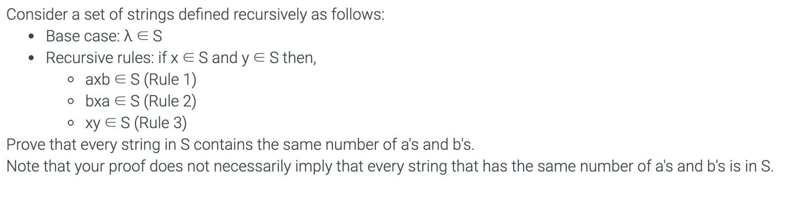 Solved Consider A Set Of Strings Defined Recursively As
