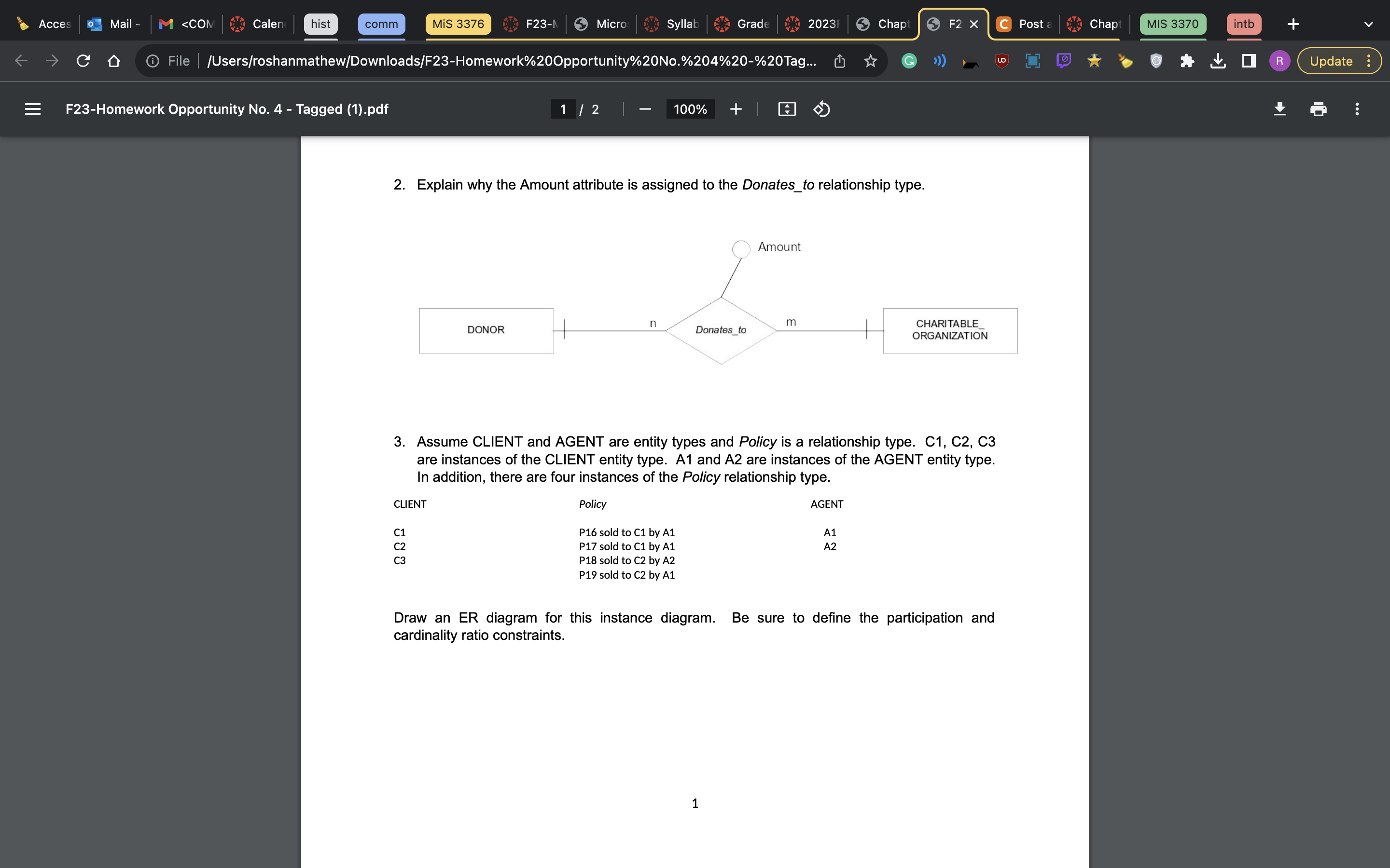 2. Explain why the Amount attribute is assigned to | Chegg.com