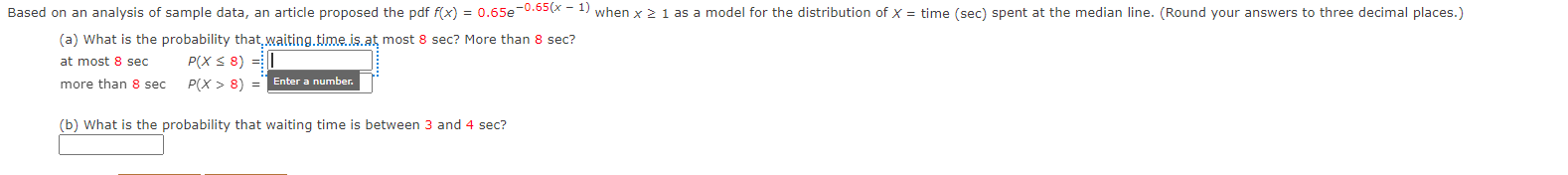 Solved (a) What is the probability that waiting.time.js.at | Chegg.com