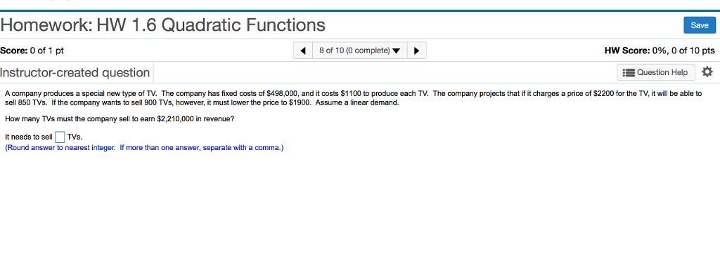 Solved Homework Hw 1 6 Quadratic Functions Score 0 Of 1 Pt