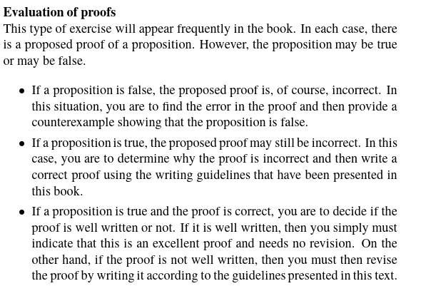 Solved Evaluation of proofs This type of exercise will | Chegg.com