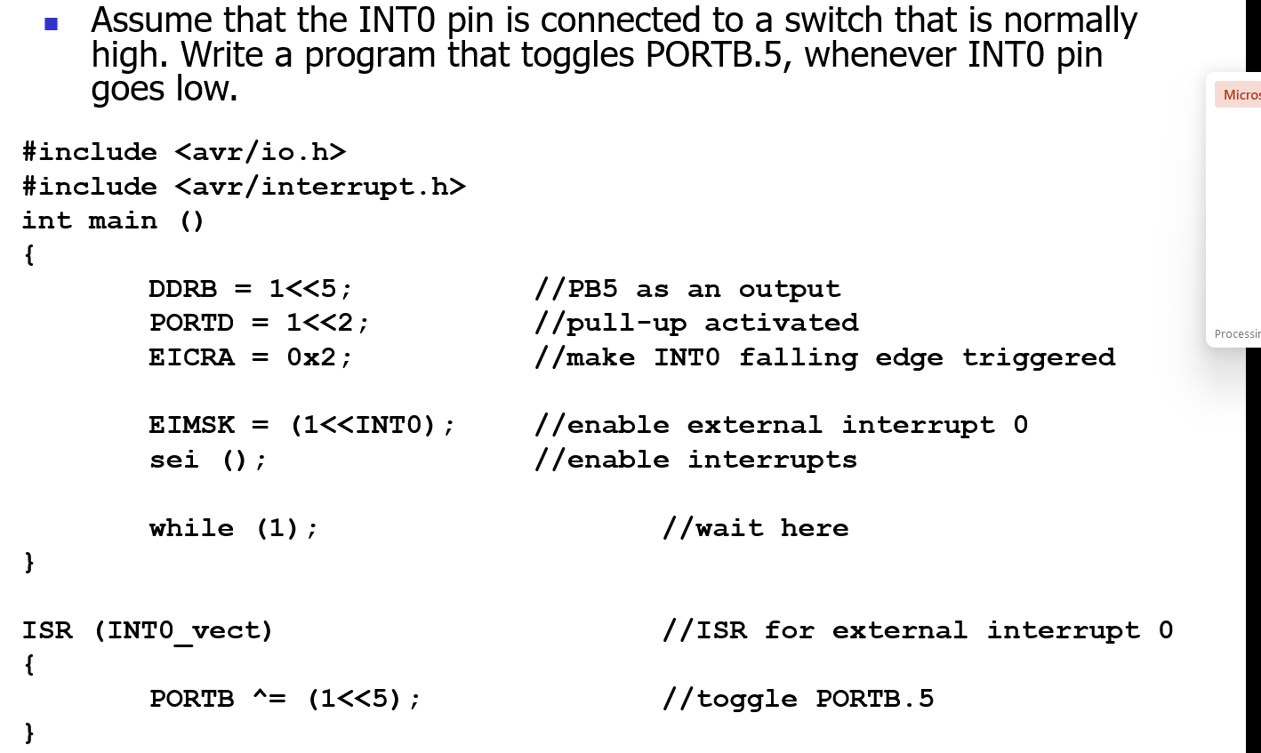 Solved 8. Assume that the INTO pin is connected to a switch | Chegg.com