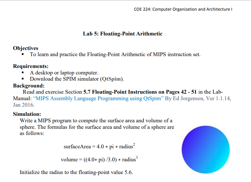 Solved COE 224: Computer Organization and Architecture ! Lab | Chegg.com