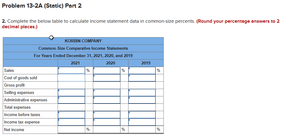 Solved Required information Problem 13-2A (Static) Ratios, | Chegg.com