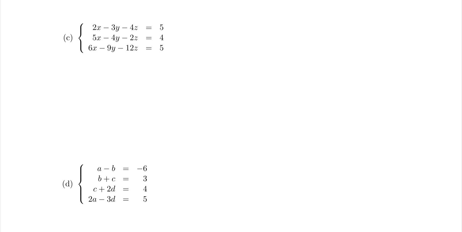 Solved Use matrices to solve the following systems of | Chegg.com