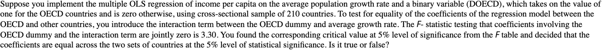 Solved Suppose you implement the multiple OLS regression of | Chegg.com
