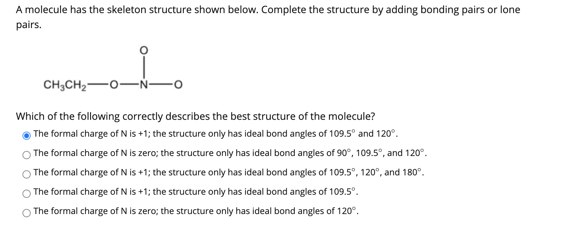 Solved A molecule has the skeleton structure shown below. | Chegg.com