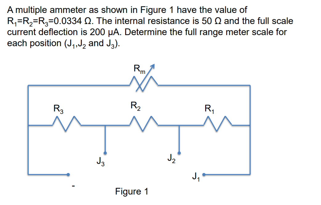 Solved A multiple ammeter as shown in Figure 1 have the | Chegg.com