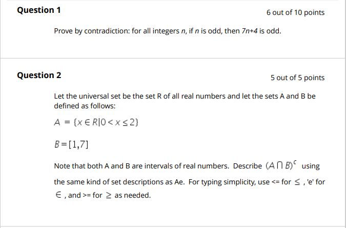 Solved Question 1 6 out of 10 points Prove by contradiction: | Chegg.com