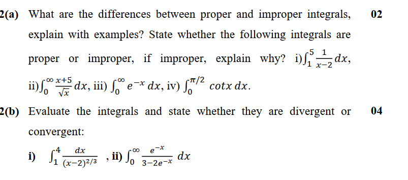 Solved 02 2(a) What are the differences between proper and | Chegg.com