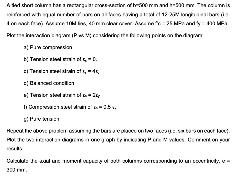 Solved A tied short column has a rectangular cross-section | Chegg.com