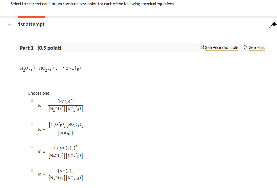 Solved Select the correct equilibrium constant expression | Chegg.com