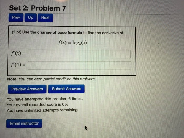 Solved Use the change of base formula to find the derivative | Chegg.com