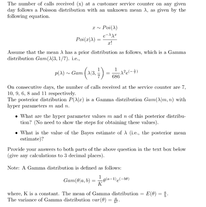 Solved The number of calls received (x) at a customer | Chegg.com