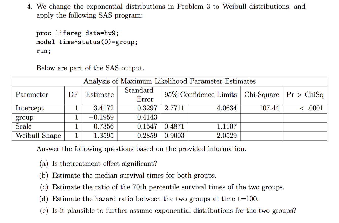 Solved 4. We change the exponential distributions in Problem | Chegg.com