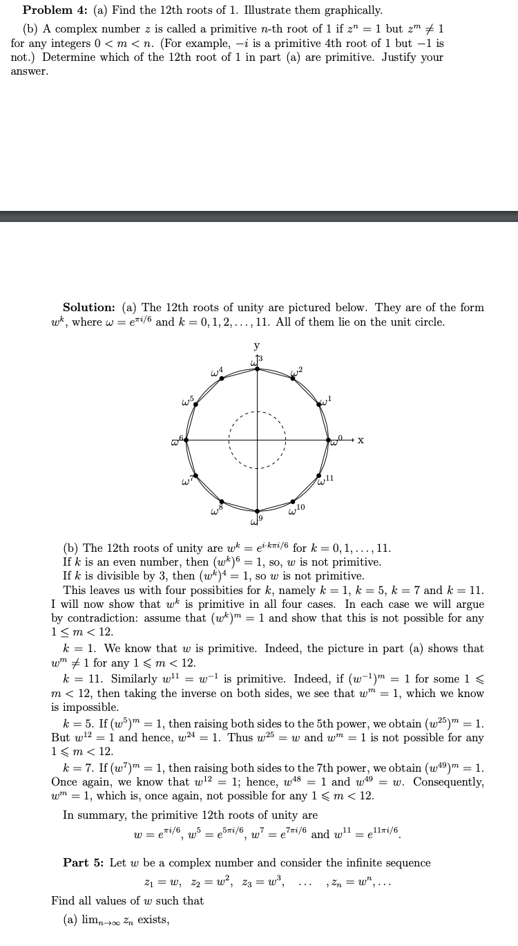 Solved Problem 4: (a) Find the 12th roots of 1 . Illustrate | Chegg.com