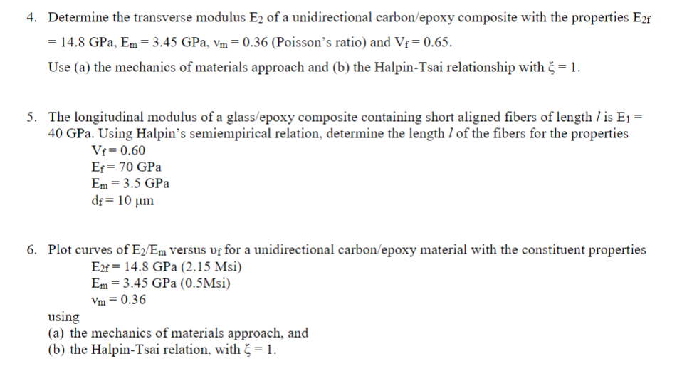 Solved Determine The Transverse Modulus E2 Of A
