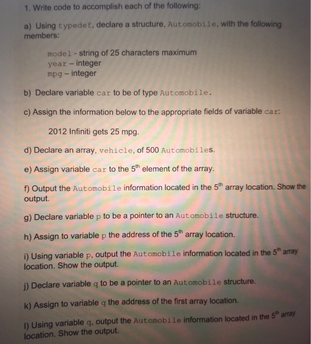 Solved 1. Write code to accomplish each of the following: a) | Chegg.com