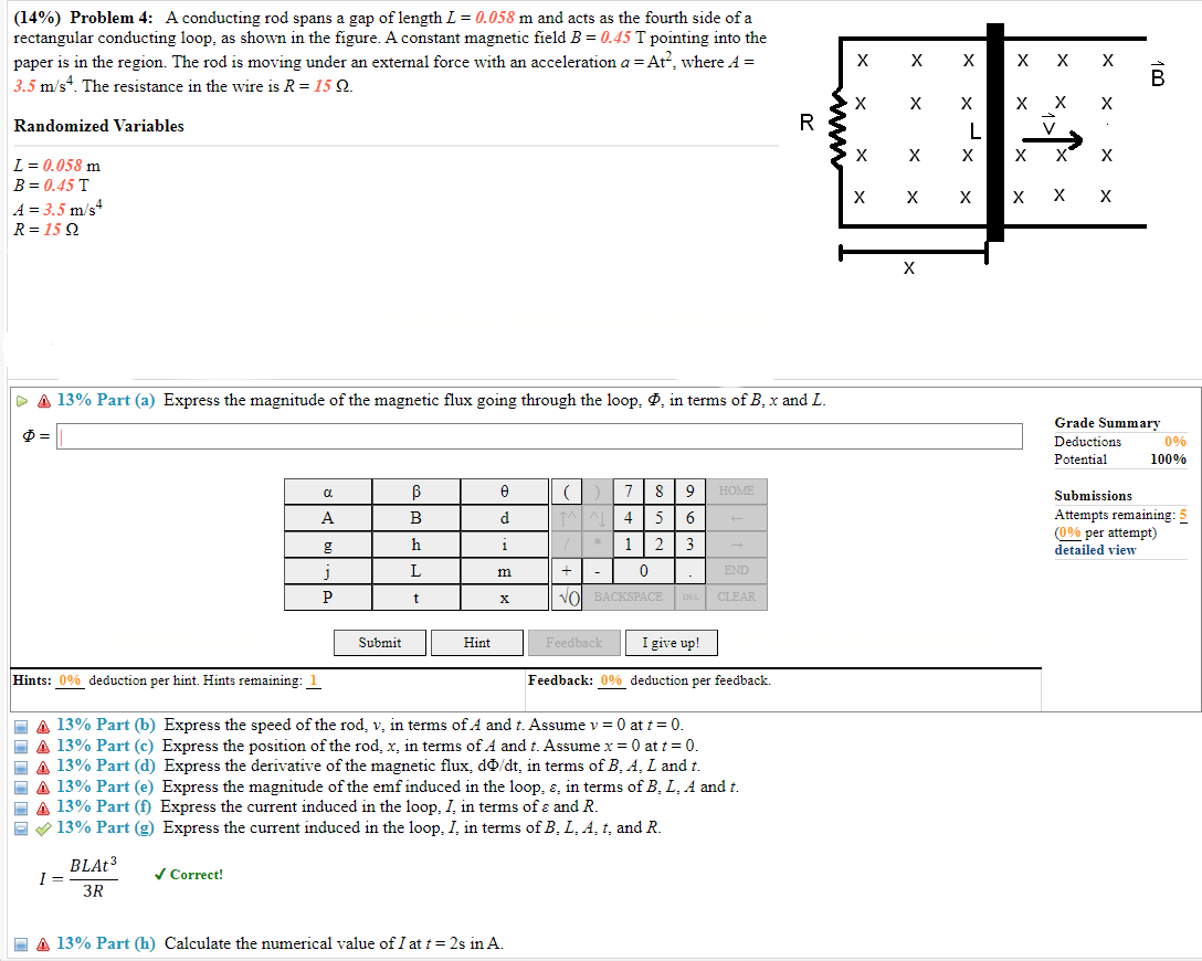 Solved (14\%) Problem 4: A conducting rod spans a gap of | Chegg.com