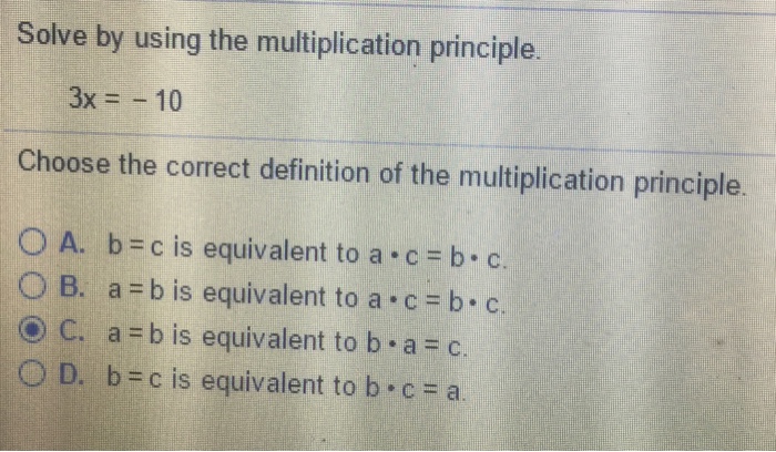 Solved Solve by using the multiplication principle. 3x = | Chegg.com