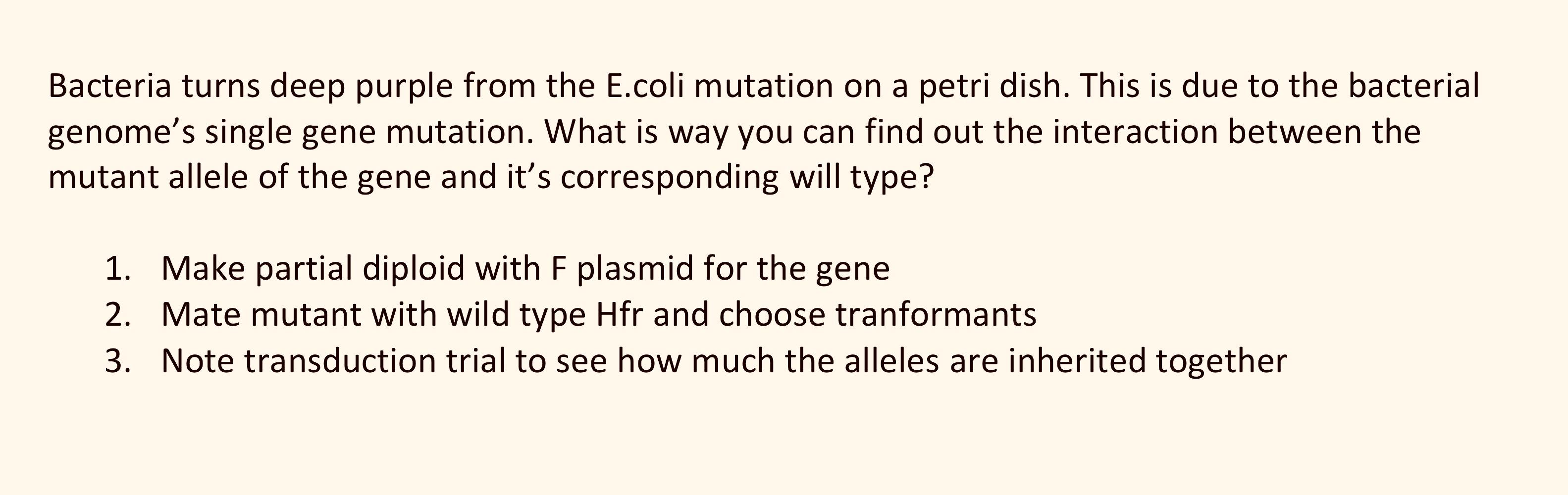 Solved Bacteria turns deep purple from the E.coli mutation | Chegg.com