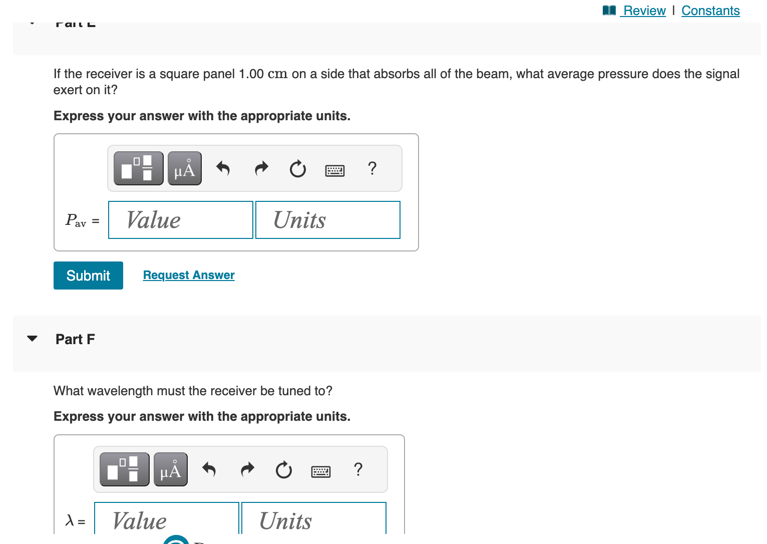 Solved If the receiver is a square panel 1.00 cm on a side | Chegg.com