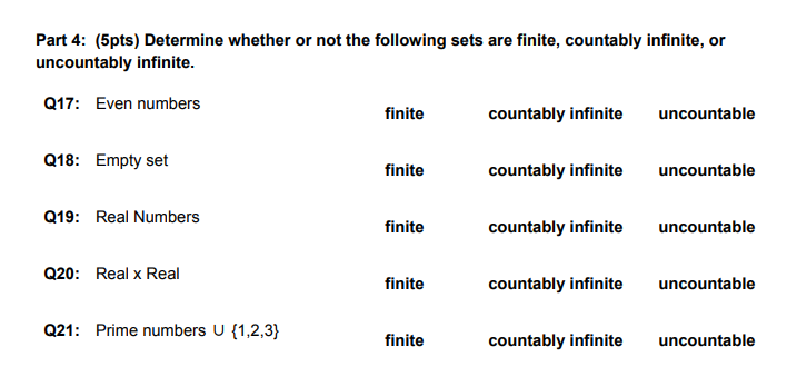 Solved Part 4: (5pts) Determine whether or not the following | Chegg.com