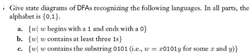 Solved Give state diagrams of DFAs recognizing the following | Chegg.com