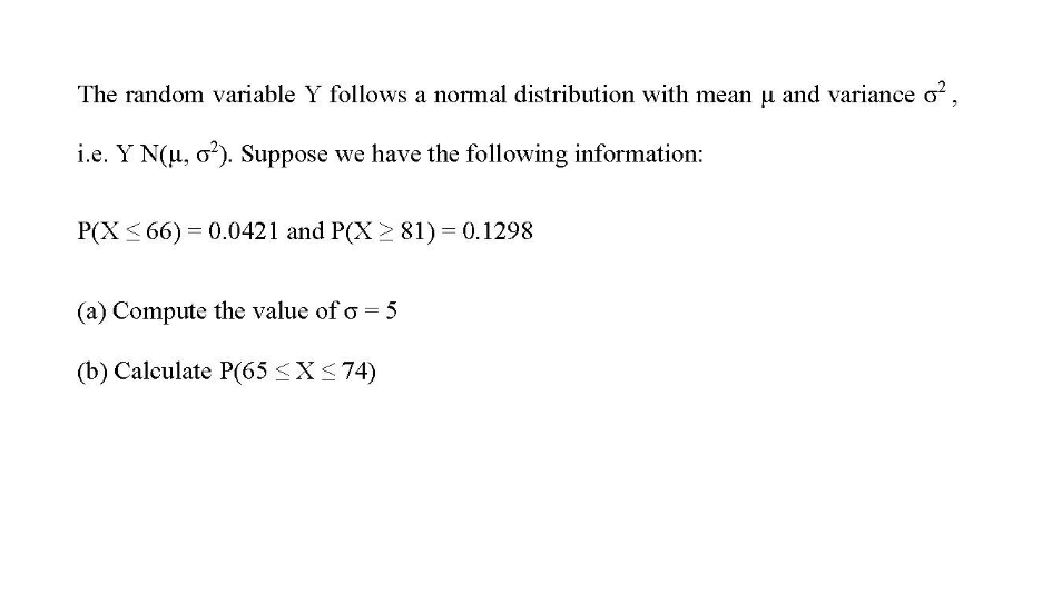 Solved The random variable Y follows a normal distribution | Chegg.com
